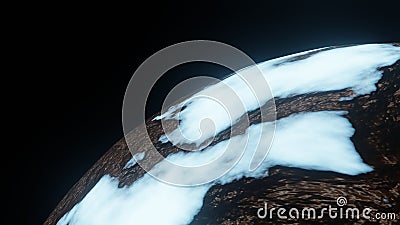 Ice Planet or Ice Age Cold World Rotate Motion Background on Side Frame ...