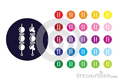 Bbq Satay Sign Icon. Bbq Satay Color Symbol. Cartoon Vector ...