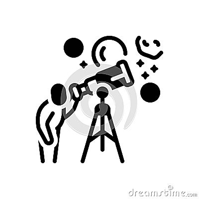 Black Solid Icon For Astronomer, Stargazer And Telescope Cartoon Vector ...