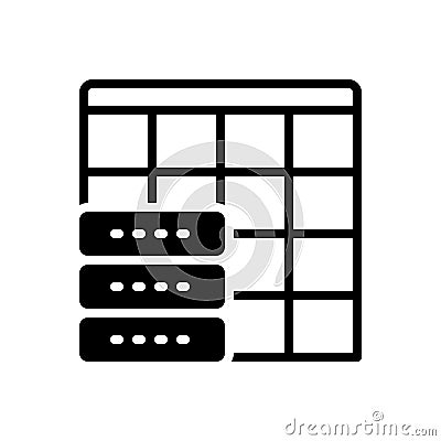 Black Solid Icon For Datatable, Table And Chart Vector Illustration ...