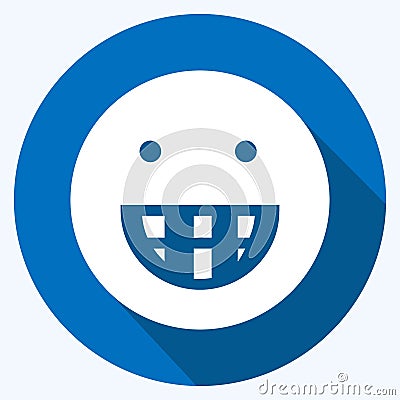 Icon Emoticon Big Grin. Suitable For Emoticon Symbol. Long Shadow Style ...