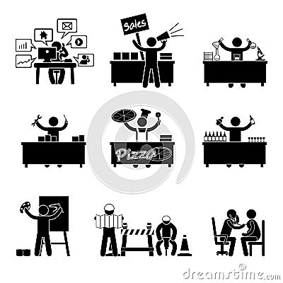 Icon Human Labor.job Icon Over White Background Stock Vector - Image ...