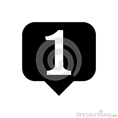 Icon Number 1 In Speech Bubble Square Black Isolated On White, First ...