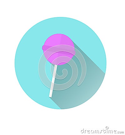Icon Of A Pink Chupa Chups Icon On A Blue Circle Background. Vector ...