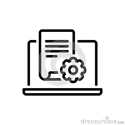 Black Line Icon For Project, Deed And Pad Vector Illustration ...