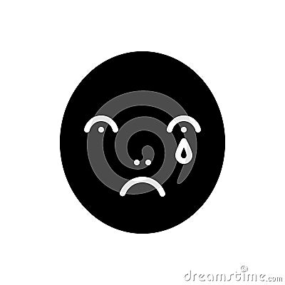 Black Solid Icon For Sad, Nostalgic And Wistful Cartoon Vector ...