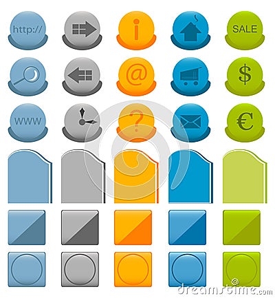 Website Button Set with Icons Stock Vector - Illustration of launch ...