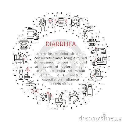Icons Diarrhoea In The Circle Cartoon Vector | CartoonDealer.com #89818205