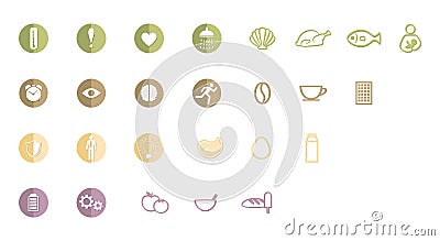 Logo, Icons Or Pictograms Of Attributes Of Healthy Life, Staying Fit ...