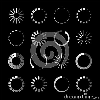 Icons Of Loader. Bar With Circles For Buffering Of Load. Symbols Of ...