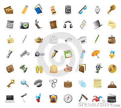 Icons For Personal Belongings Vector Illustration | CartoonDealer.com ...