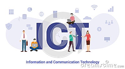 Ict Information And Communication Technology Concept With Big Word Or ...