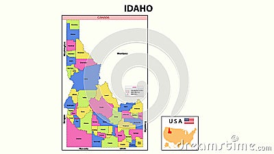 Idaho Map. State And District Map Of Idaho. Political Map Of Idaho With ...