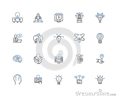 Ideation Inception Line Icons Collection. Brainstorming, Creativity ...