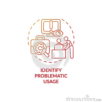 Identify Problematic Usage Red Gradient Concept Icon Vector ...