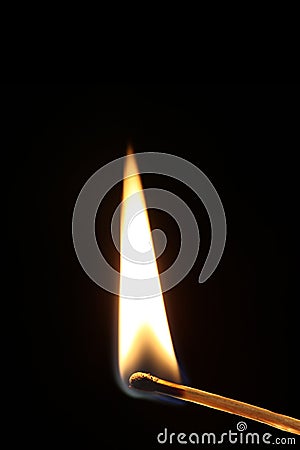 Ignited Match With Flame Isolated On Black Background With Black ...