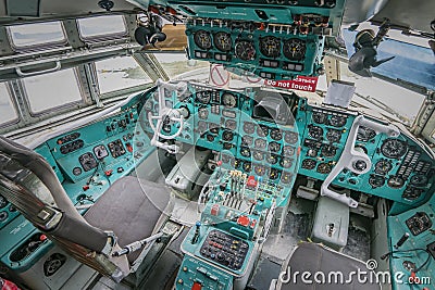 IL-62 Cockpit. Aircraft Interior, Cockpit View Inside The Airliner ...