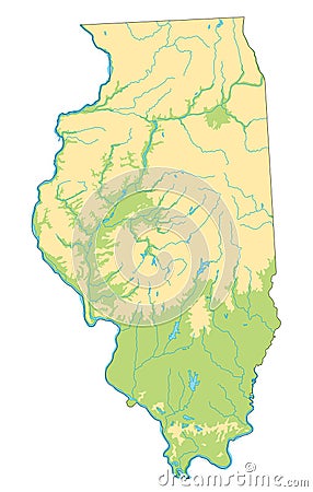 Detailed Illinois Physical Map Vector Illustration | CartoonDealer.com ...