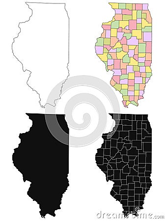 Illinois Administrative Map, Illinois Outline And Counties State Map ...