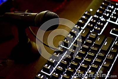 Illuminated Computer Keyboard With Mic Stock Photo | CartoonDealer.com ...