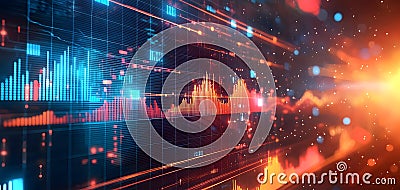 Illuminated Digital Data Visualization Showcasing Dynamic Trends And ...