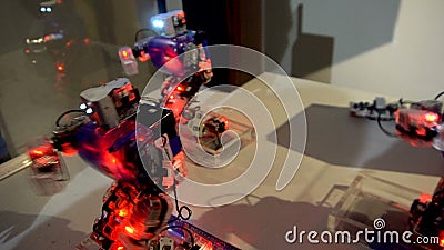 Two Robots Dancing. Smart Robotic Technology. Closeup of Smart Robots ...
