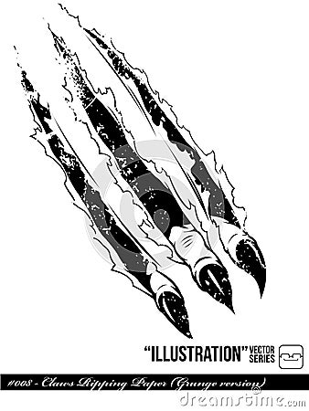 Illustration #008 - Claws Ripping Paper_grunge Cartoon Vector ...