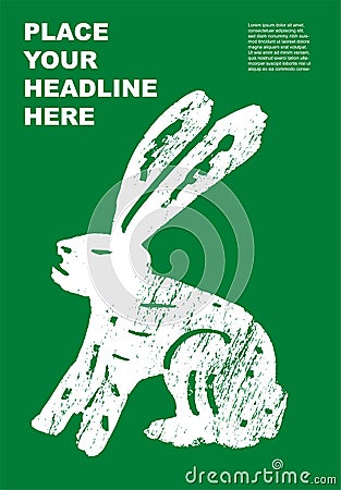 Rabbit. Abstract Domesticated Animal Poster. Jungle, Forest. Set Of ...