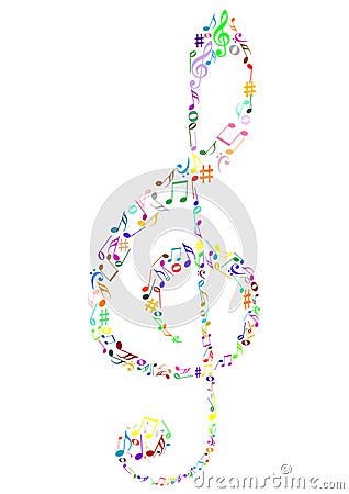 Illustration Of A Colored G Clef With Music Notes Stock Photo - Image ...