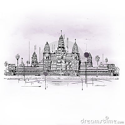 Illustration D'Angkor Wat Temple Complex Illustration Stock - Image ...
