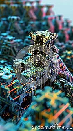 Illustration 3D Model Machine Learning Algorithm Visualized As A ...