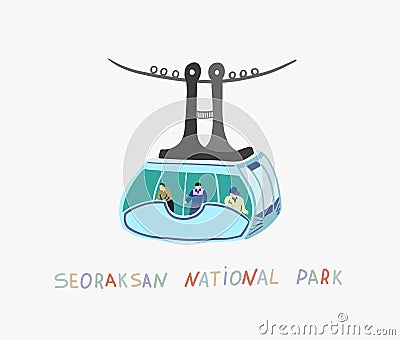 Illustration Of Funicular In Seoraksan National Park Cartoon Vector ...