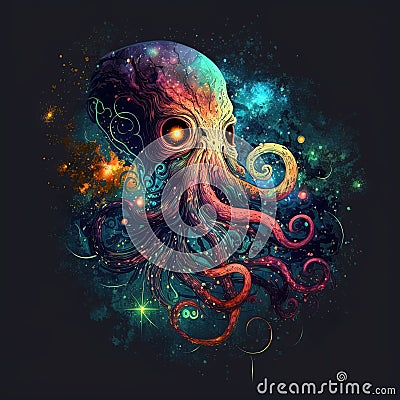 Illustration Of Galaxy And Space With Monsters For HP Lovecraft ...