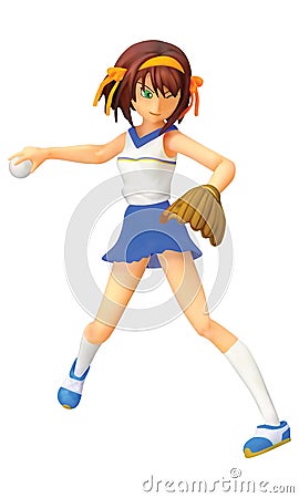 Illustration Of The Girl Throwing A Baseball Ball Stock Photos - Image ...
