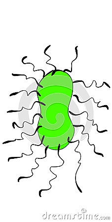Illustration Of Green Bacteria With Flagella Microscopic Microbe Image ...