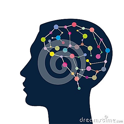 Illustration Of Human Head Silhouette And Brain Network Inside. Human ...