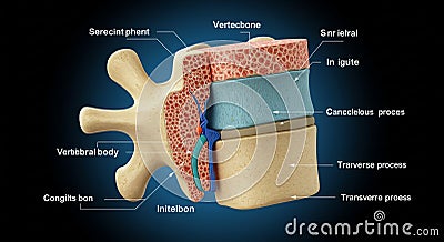 Illustration Of A Human Vertebrae Model, Showing Anatomical Components ...