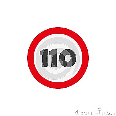 Illustration Of Maximum Speed Limit Sign 110 Km/h Isolated On A White ...