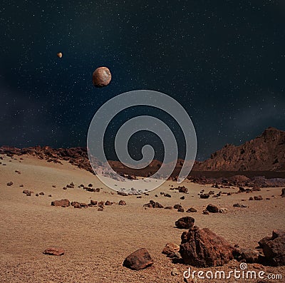 Moons Phobos And Deimos On The Sky Planet Mars Royalty-Free Stock ...