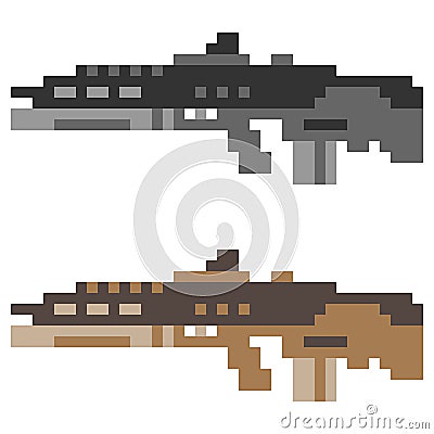 Illustration Pixel Art Icon Gun Assault Rifle Stock Vector - Image ...