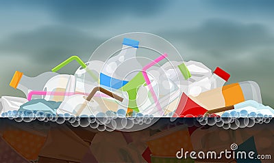 Plastic Waste Float On The Water Rotten Dirty Surface, Concept ...