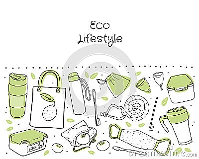 Illustration Set Of Hand-drawn Eco-friendly Objects Isolated In White ...
