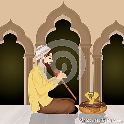 Illustration Of Snake Charmer Man | CartoonDealer.com #210201468