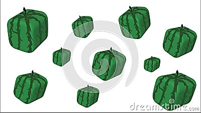 Illustration Of Square Green Watermelons Isolated On The White ...