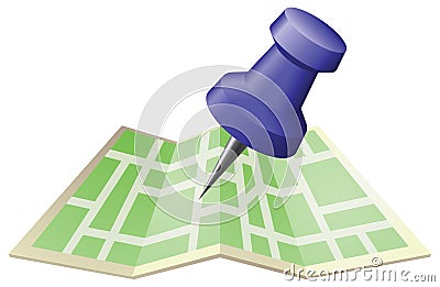 Illustration Of A Street Map With Drawing Push Pin Cartoon Vector ...