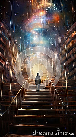 Illustration. Universal Library Akashic Chronicles, Vertical Background ...