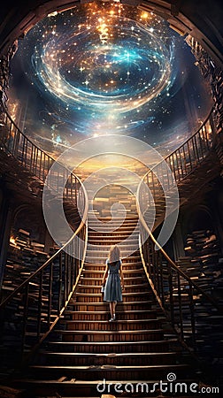 Illustration. Universal Library Akashic Chronicles, Vertical Background ...