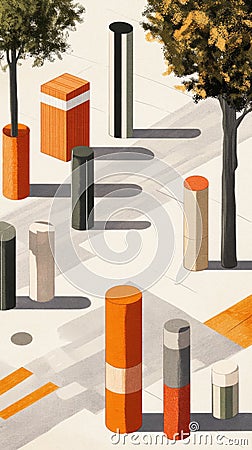 Illustration Of Various Schematic Designs For Freestanding Bollards In ...