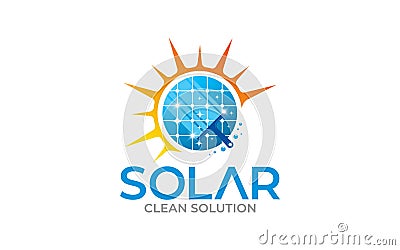 Illustration Vector Graphic Of Cleaning Solar Panels Logo Design ...