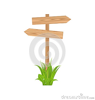 Wooden Signboard For Guidepost, Grass Cartoon Vector | CartoonDealer ...